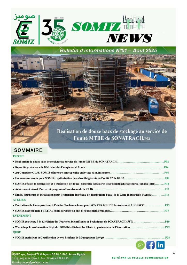 Maintenance Industrielle Algérie- SOMIZ